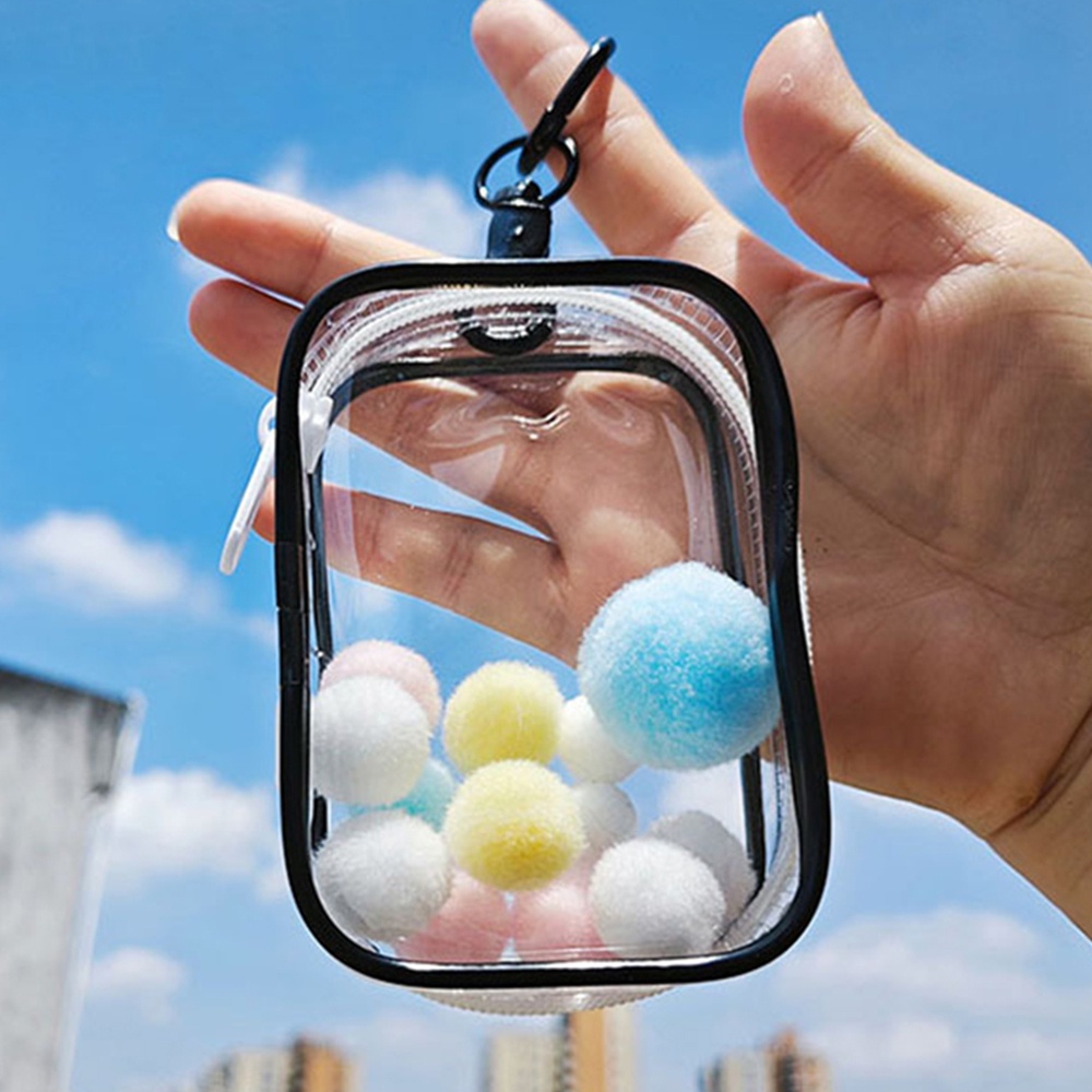 PVC Transparent Storage Case Organizer Box Pouch Keychain Bag Zipper ...