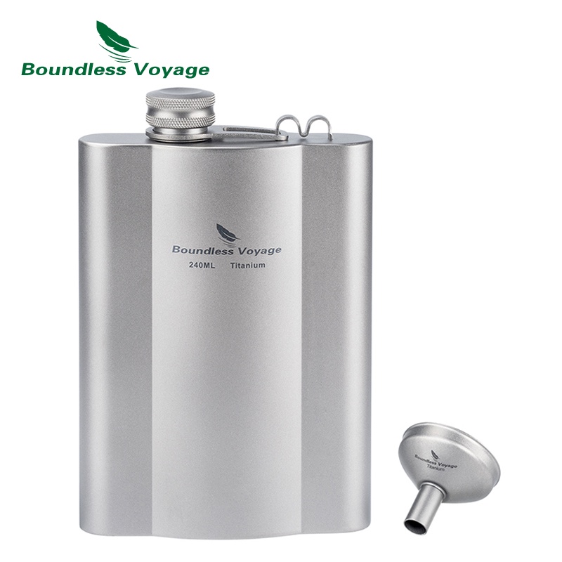 Boundless Voyage Titanium Hip Flask with Funnel 180ml / 240ml Outdoor ...