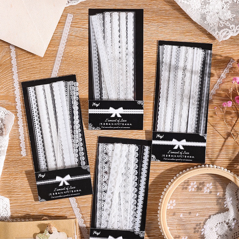 30 Sheets Vintage White Hollow Lace Stickers Pack Scrapbook Deco DIY ...