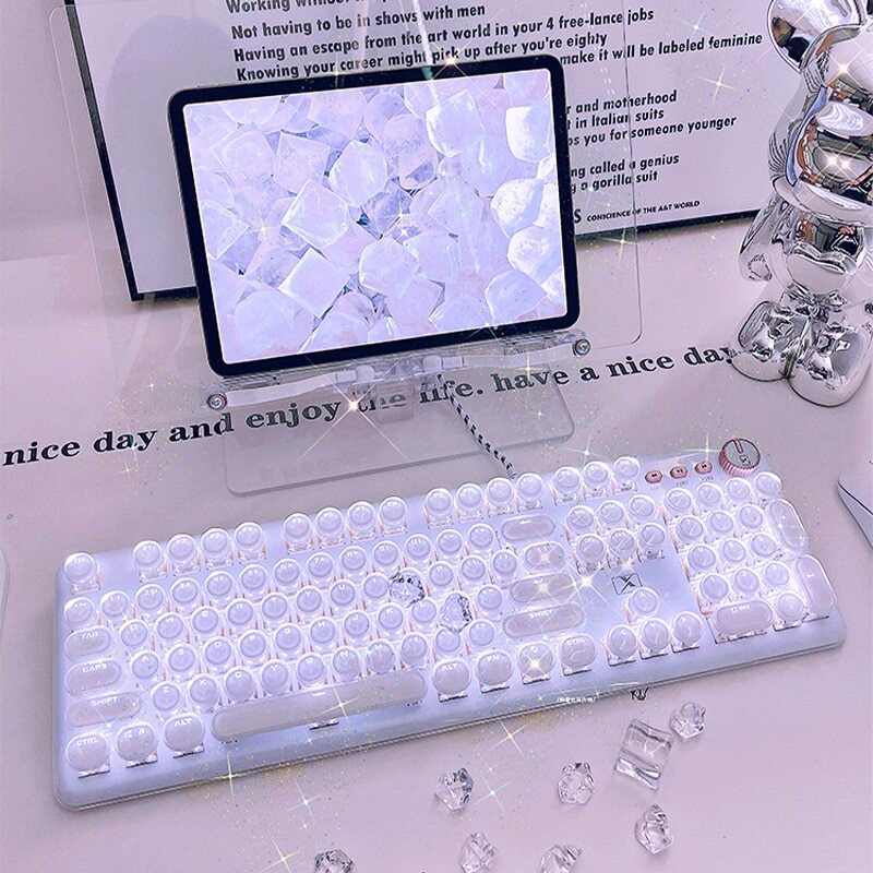 Transparent Gaming Mechanical Keyboard 104 Keys Crystal RGB Backlit ...