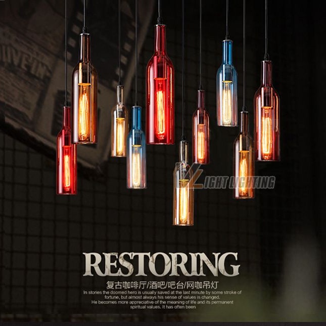 Colorful Light, Beer Bottle Pendant Light Restaurant Pendant Light Bar ...