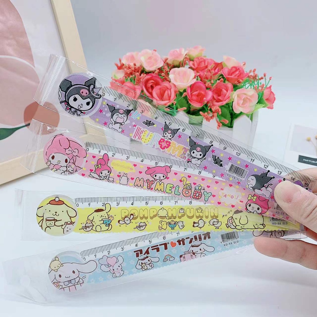 4Pcs/Set Sanrio Ruler Set Kuromi Melody Pochacco Student Anime ...