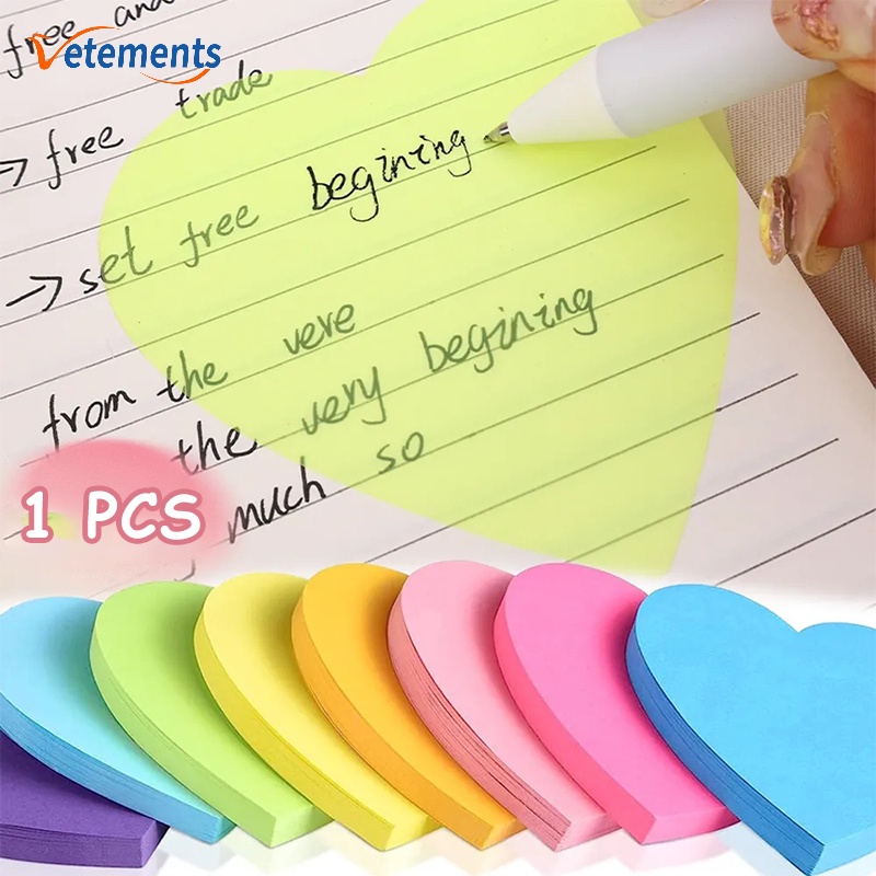 Self-adhesive Waterproof Heart Shape Stick Notes/ Fluorescent ...