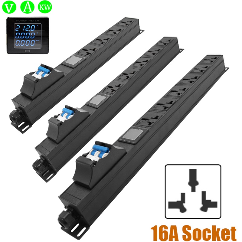 Cabinet type power distribution unit PDU power strip 16A universal hole, digital display voltage ...
