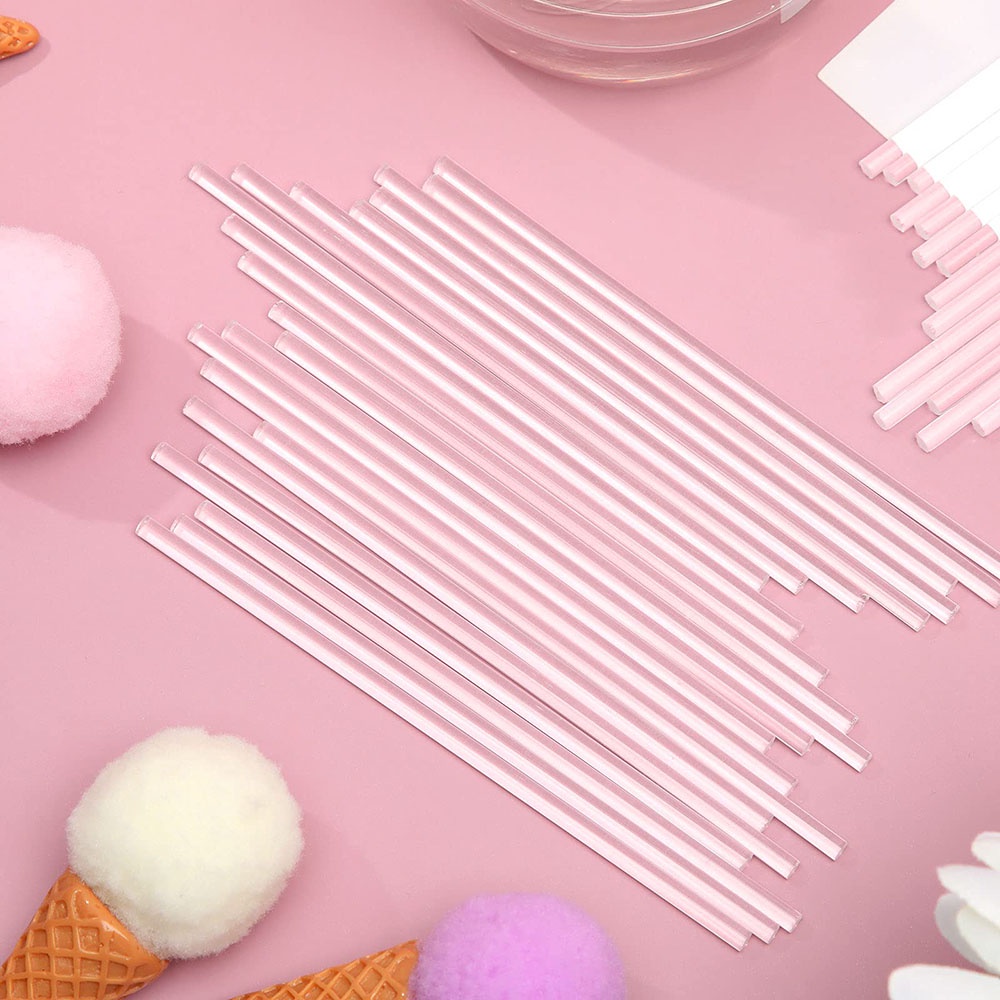 50Pcs Acrylic Transparent Stick Reusable 2 Cake Popcorn Candy Stick ...