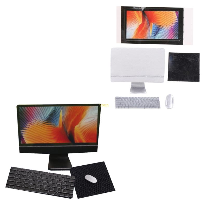 youn Simulation Miniature Desktop Computer Model Pretend for Play Study ...