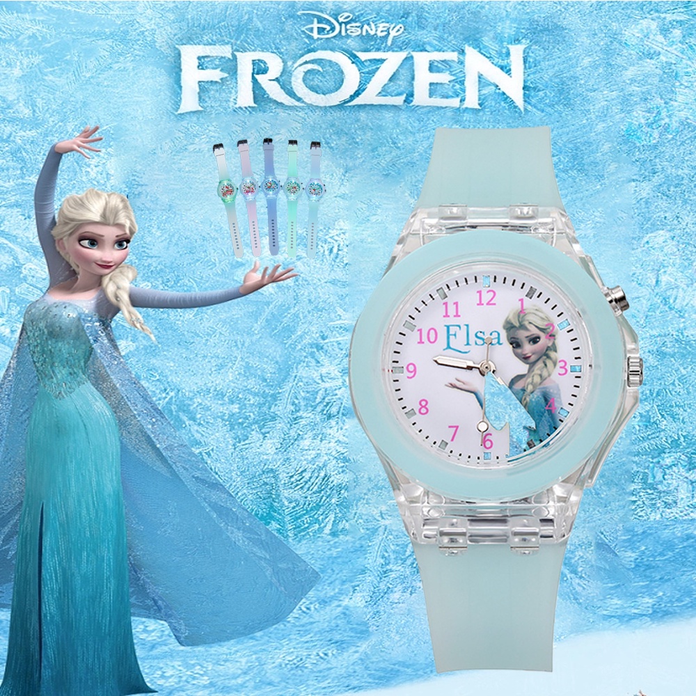 Frozen Elsa/Anna Cartoon Kid's Watch LED Luminous Silicone Watch Hello ...