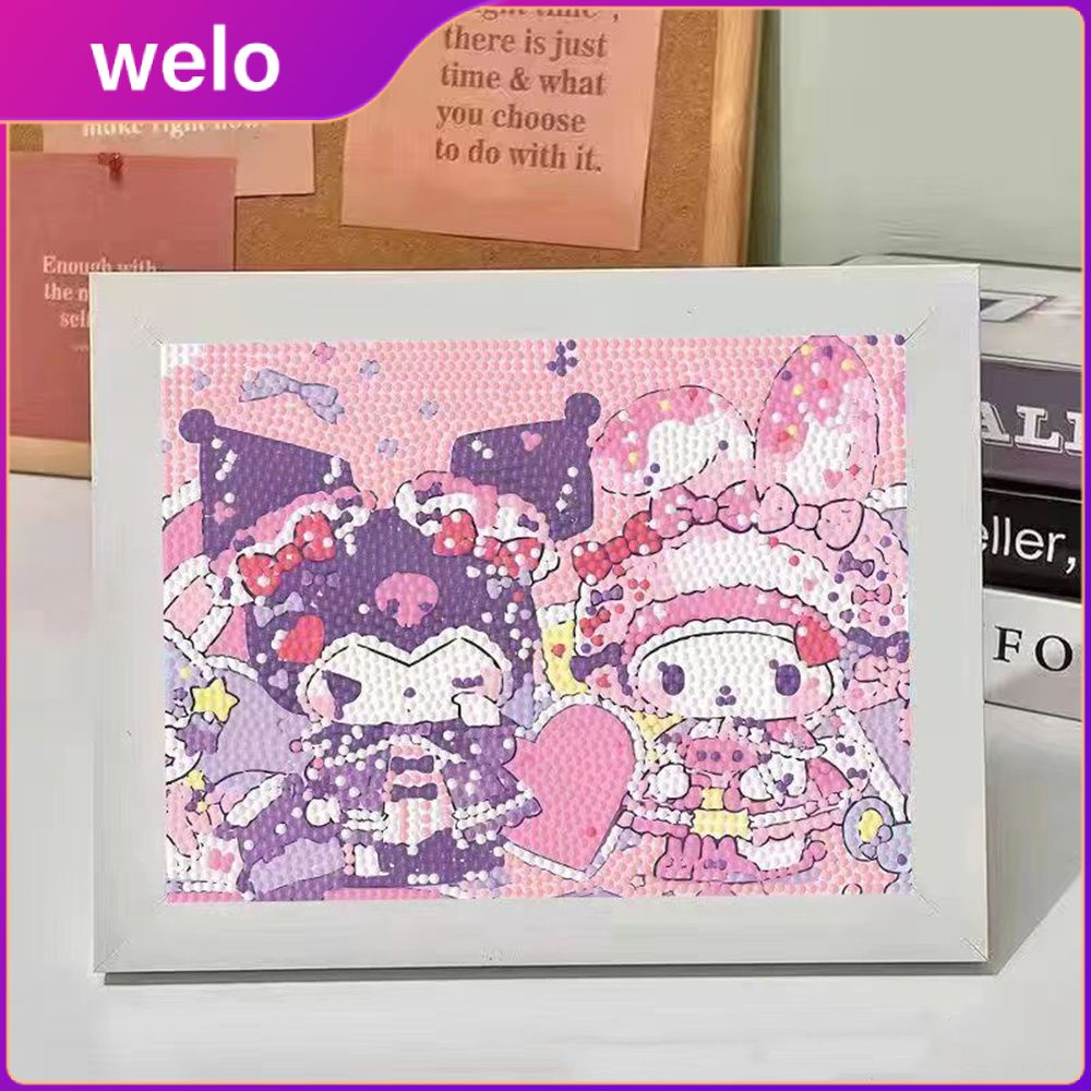 WELO Sanrio Diamond Painting Kit With Frame Cartoon Kuromi Melody ...