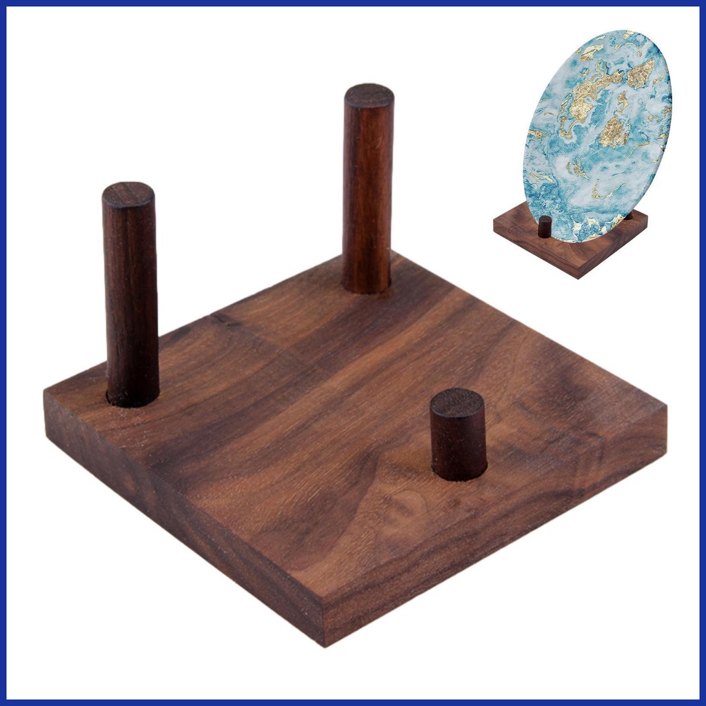 Three Peg Display Stand Walnut Crystal Display Stand Square Crystal ...