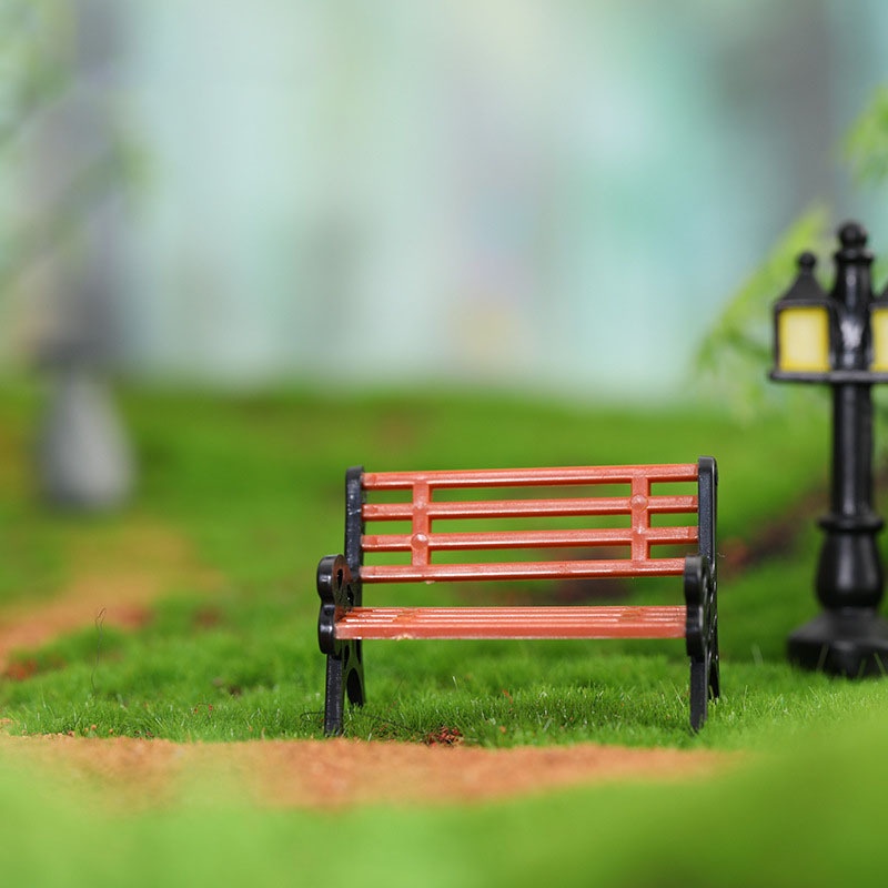 1Pcs Model Park Bench Mini Garden Ornament Miniature Park Bench Craft ...