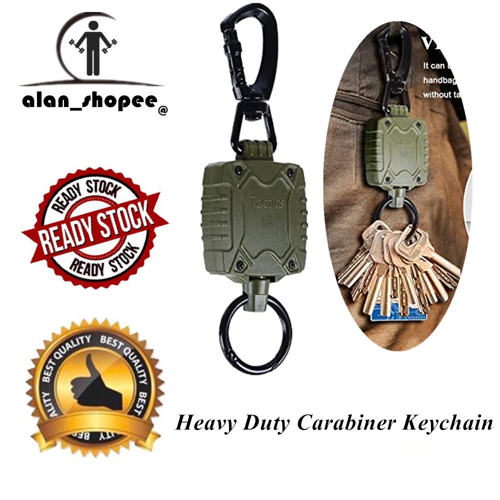 Heavy Duty Carabiner Retractable Keychain, Retractable ID Badge Reel ...