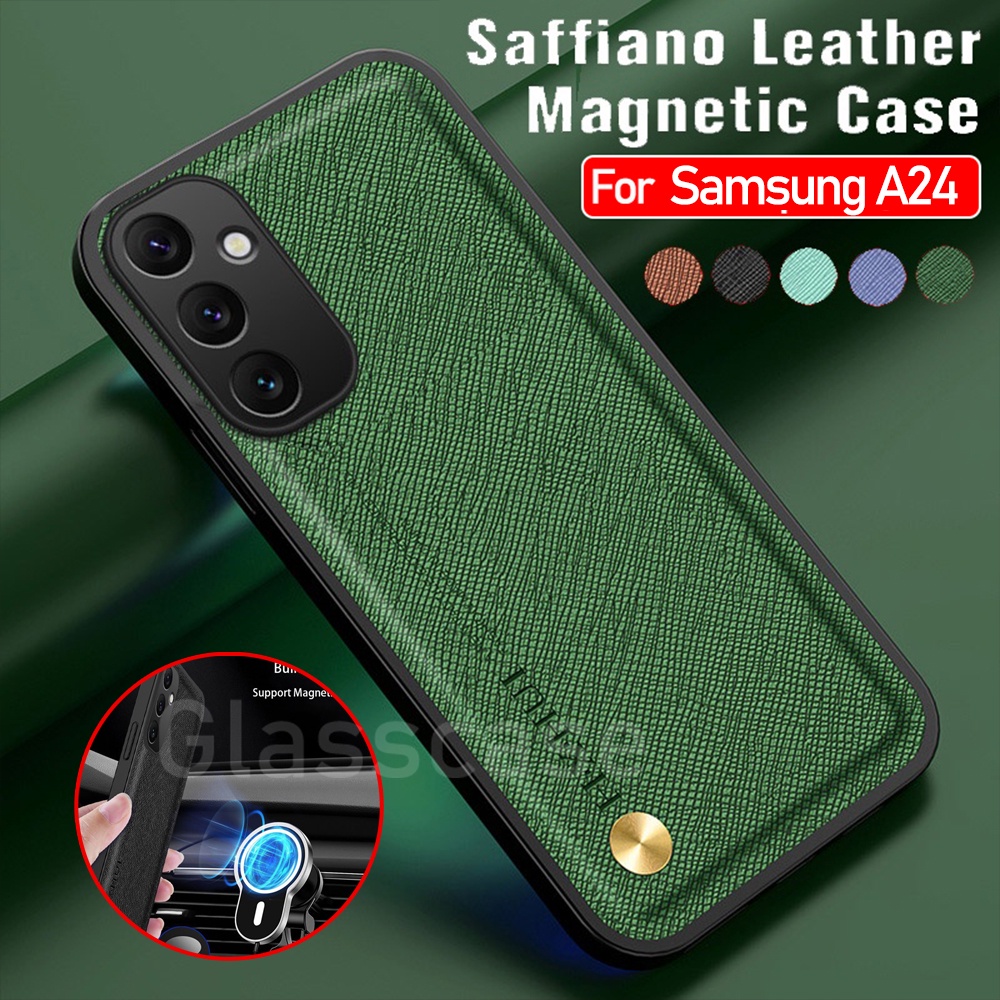 Casing For Samsung Galaxy A54 A34 A24 A14 A 24 LTE 4G 5G 2023 Matte Plain Leather Phone Case ...