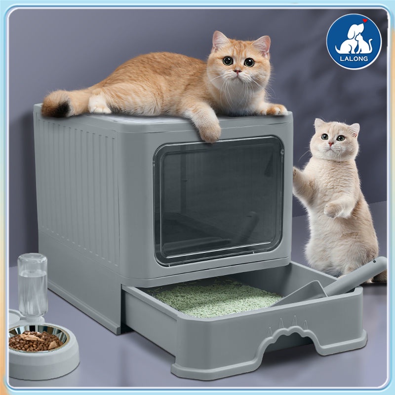 Cat Litter Box With Top Door Big Enclosed Box Easy Clean Cat Toilet Box ...