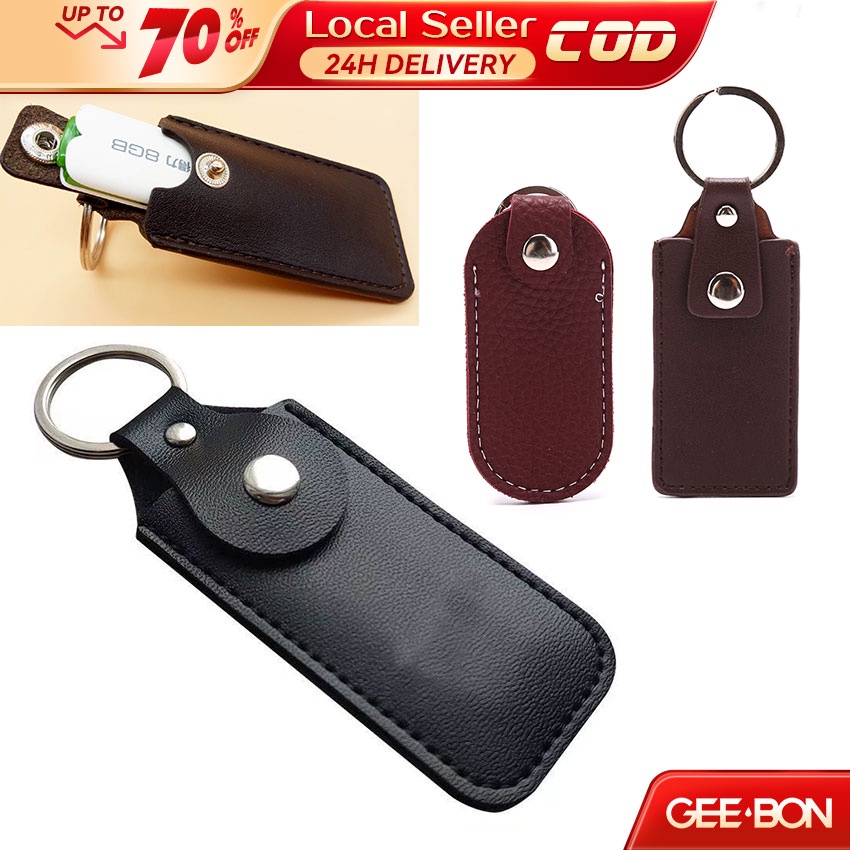 GEEBON USB Case Bag Portable Pocket Leather Key Ring For USB Flash ...