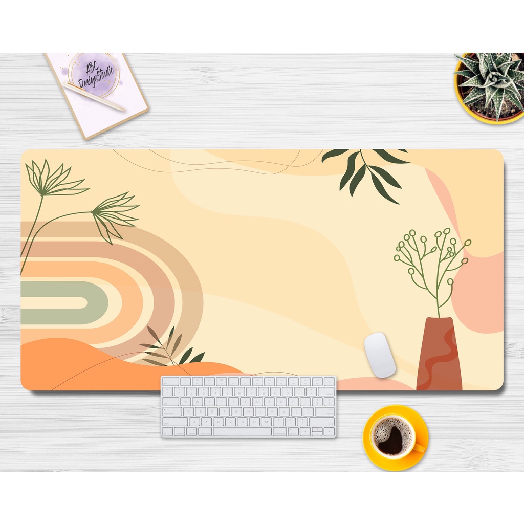 Boho Rainbow Floral Desk Mat, Boho Pastel Desk Mat, Cute Desk Mat ...