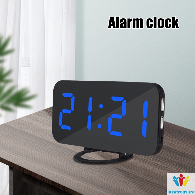 Large Alarm Clock LED Digital Display Dual Alarm Clock With USB Charger ...