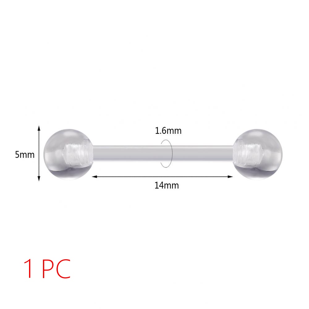 1-5Pcs Clear Acrylic Nose Septum Piercing Invisible Lip Stud Navel Ring ...