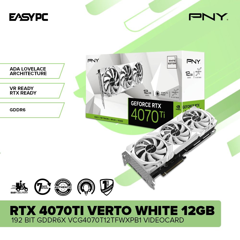 EasyPC| PNY GeForce RTX 4070Ti Verto WHITE/RGB 12GB 192 BIT GDDR6X graphics card | Shopee ...