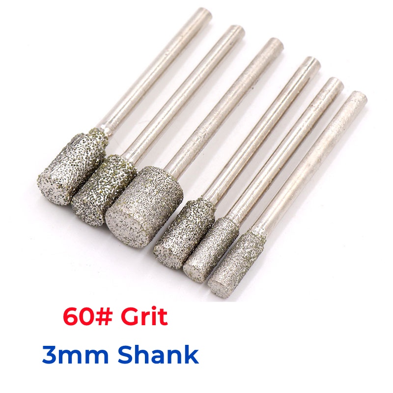 3PCS 3mm Shank Diamond Burr Grinding Engraving Bit 3/4/5/6/8mm ...