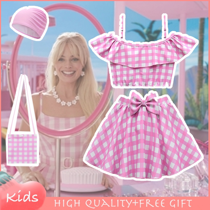 Barbie Princess Charm Pink Check Slip Swimsuit Summer Swimwear For Baby ...