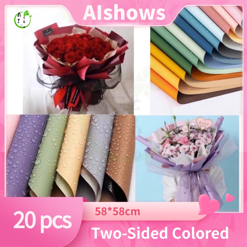 20 pcs Two-Sided Colored Flower Wrappers 58*58cm Gift Wrapping Paper ...
