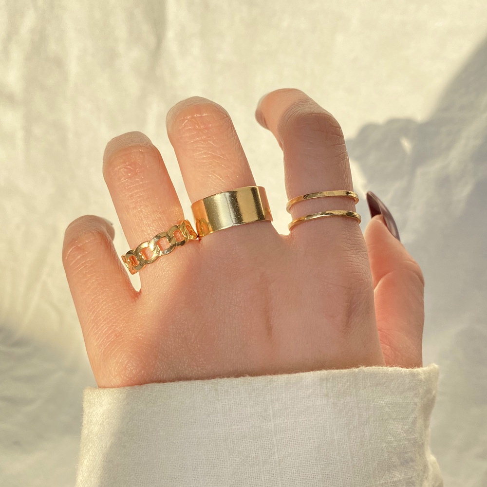 Punk Cool Hip Pop Rings Multi-layer Adjustable Chain Open Finger Rings ...