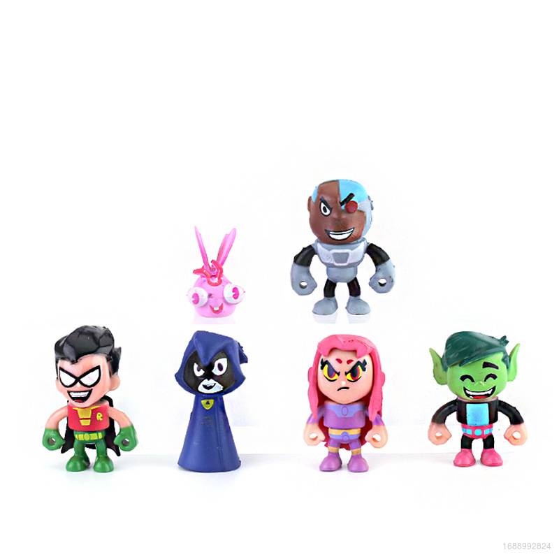 Hobby 6pcs Teen Titans Go Action Figure Robin Cyborg Beast Boy Starfire ...