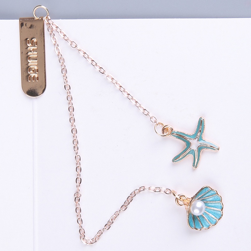 Delicate Starfish&Shell Bookmark with Metal Chains Student Lovely ...