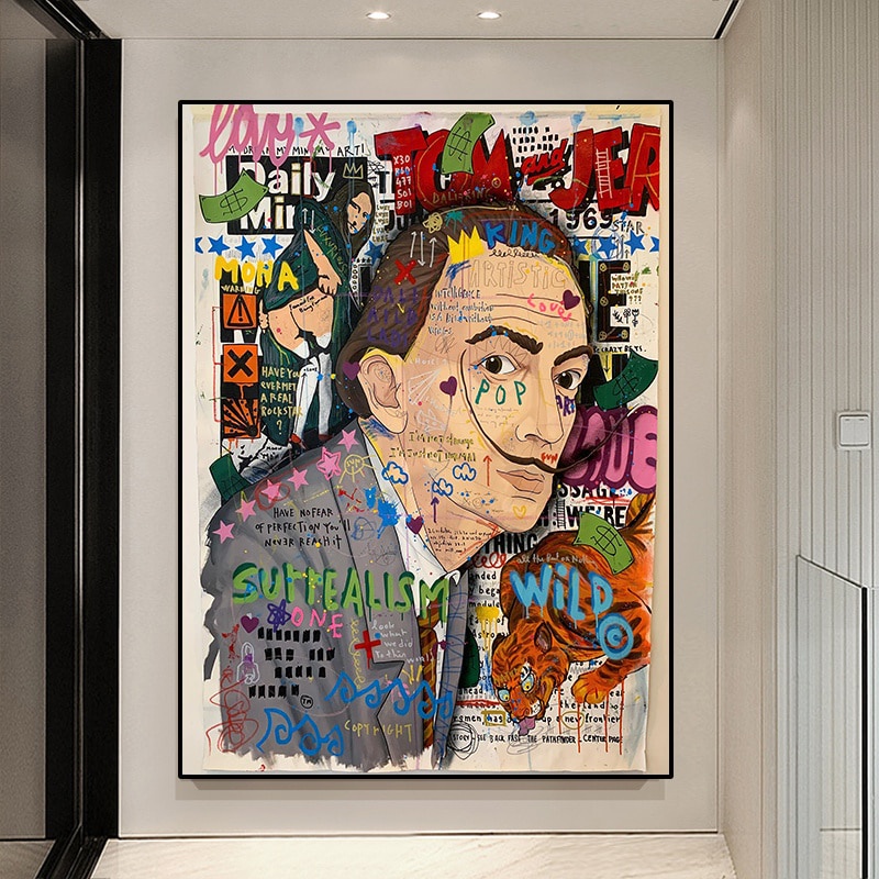 Vintage Street Pop Art Famous Artist Canvas Painting Character Graffiti ...