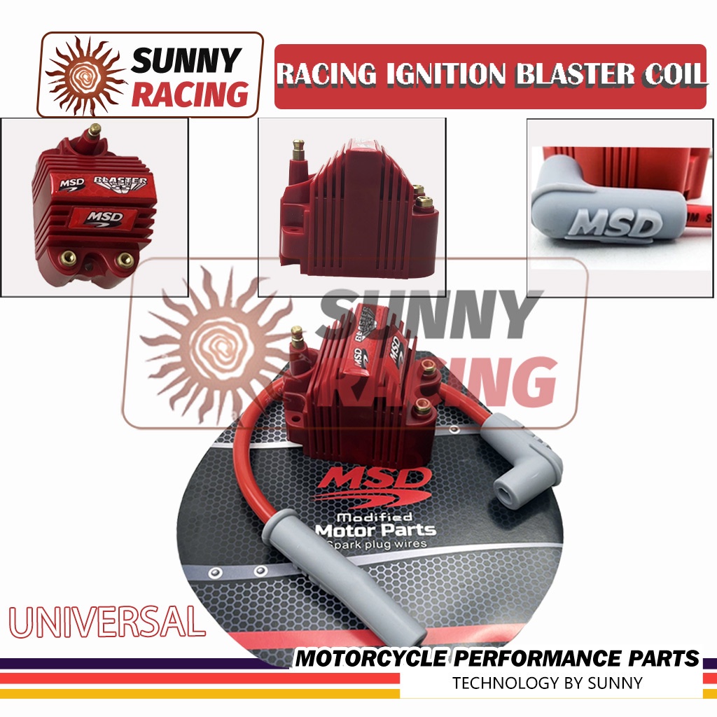 UNIVERSAL MSD RACING IGNITION COIL Red (FREE WIRE) | Shopee Philippines