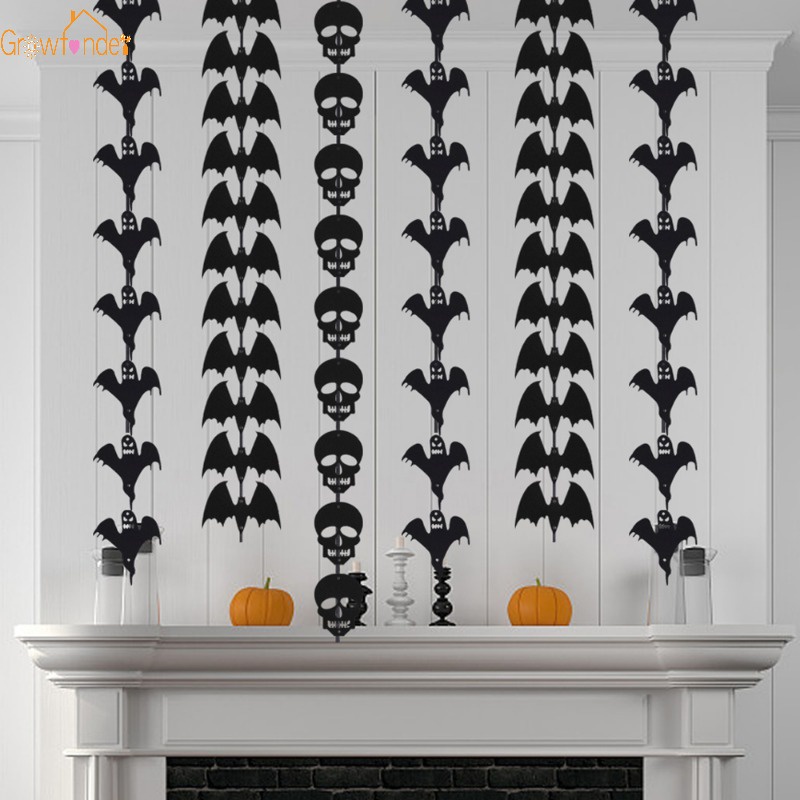 12Pcs/string Halloween Felt Hanging Pull Flags Outdoor Horror Bat Ghost ...