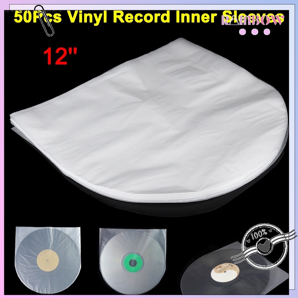 50PCS/SET PE Vinyl Record Antistatic Clear Plastic Cover 12Inch LP/LD ...