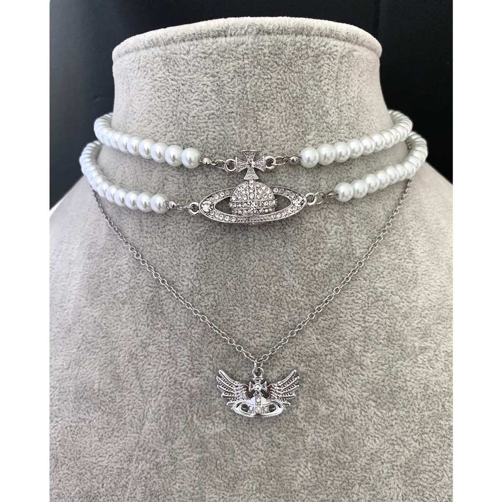 Vivienne Westwood pearl Angel Wings Crown pendant necklace | Shopee ...