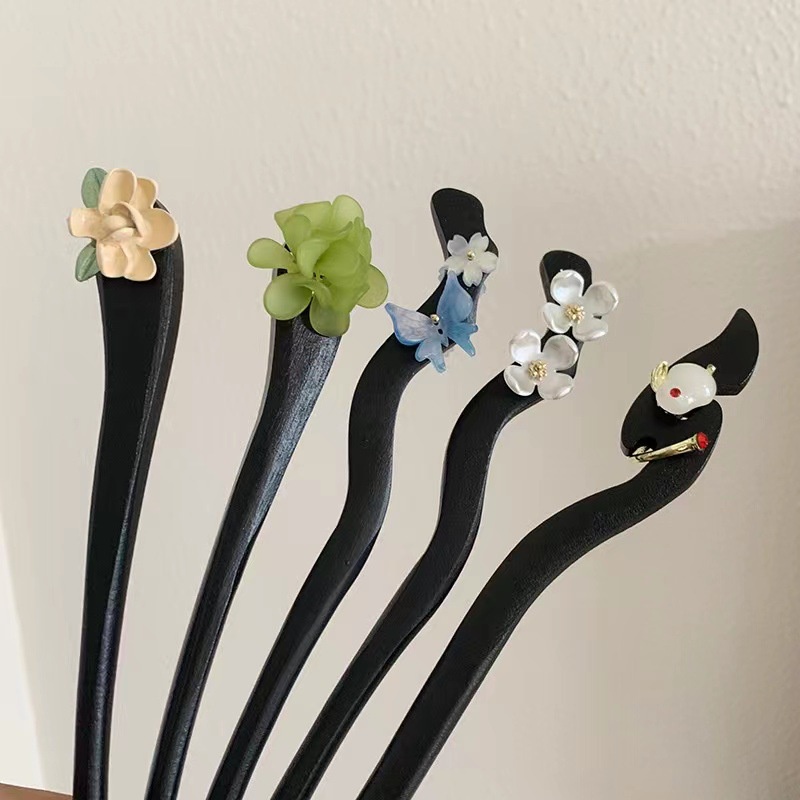 Antique Wooden Hairpin Female Black Sandalwood High-End Hairpin New ...