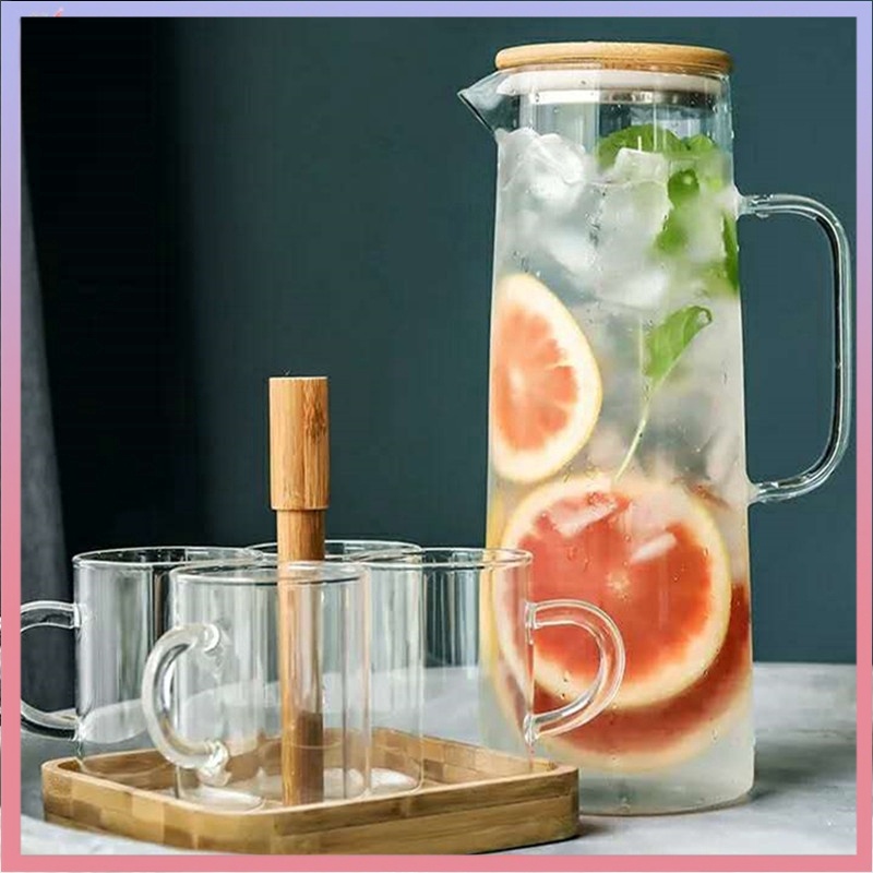 Drip-Free Glass Pitcher for Hot/Cold Water,1.2L/1.7L Glass water ...