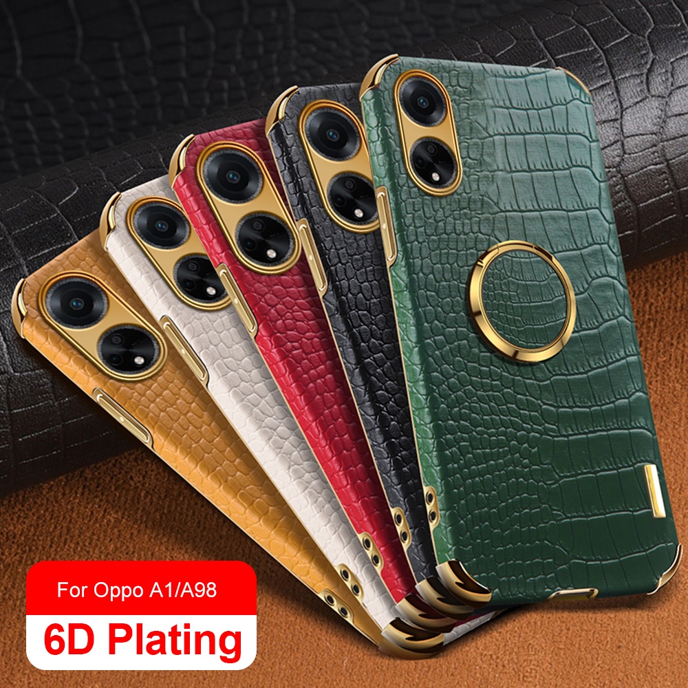 Car Magnetic Ring Stand Back Cover Coque For Oppo A98 5G 6D Plating ...
