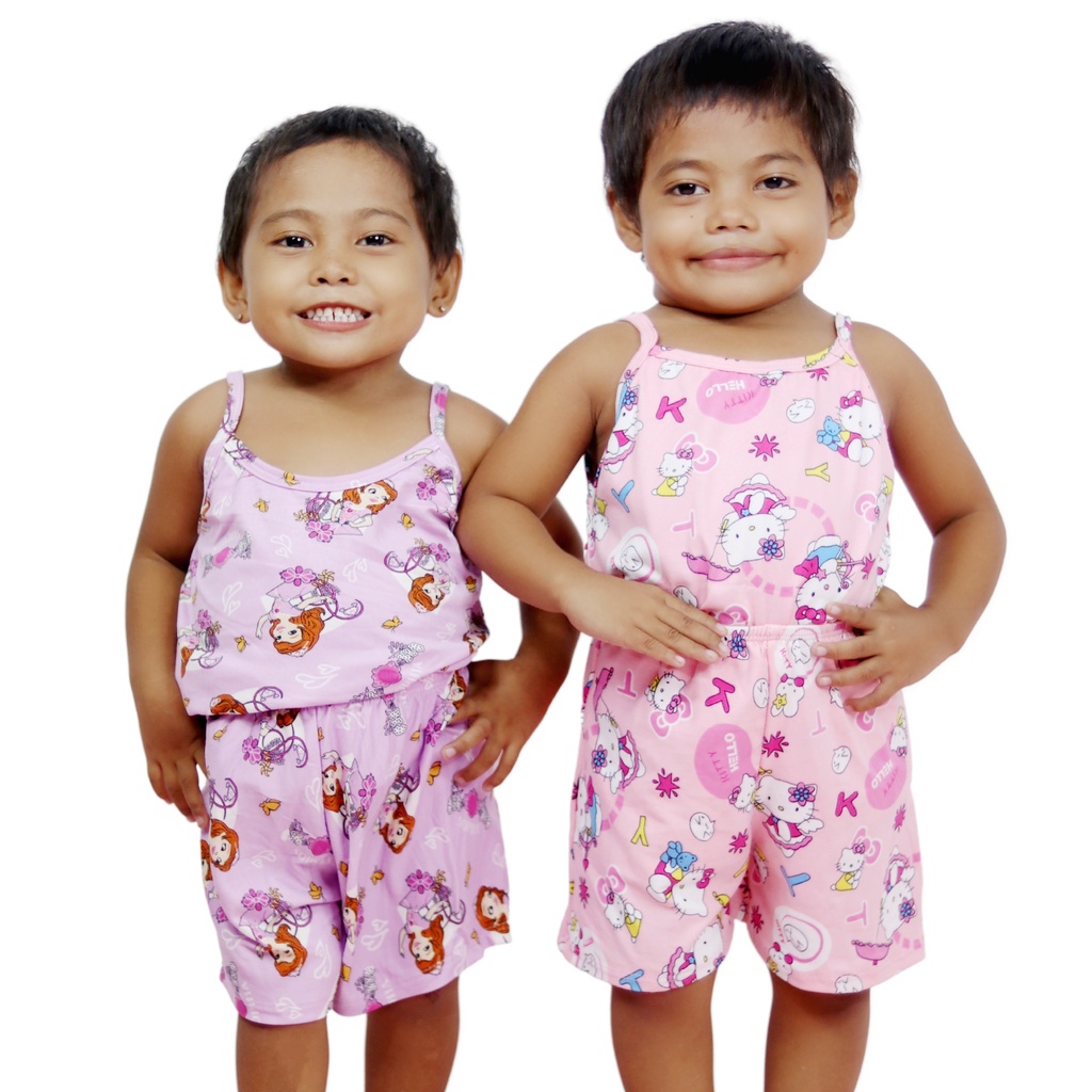 1Tap Girls Spaghetti Strap Sando Shorts Kids Terno Pambahay Damit Short ...