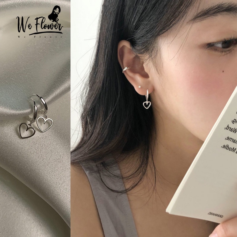 We Flower Korean S925 Silver Small Hollow Heart Hoop Earrings For Women | Shopee Philippines