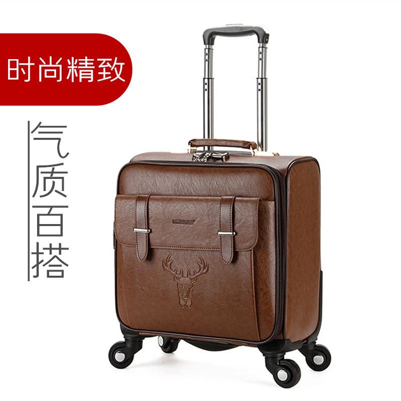 [Spot] PU suitcase 18-inch universal wheel retro boarding box Women's ...