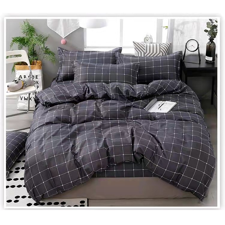 KWj Sulit Store Dark Grey Gridlines 4 in 1 Bedsheet Set | High Quality ...