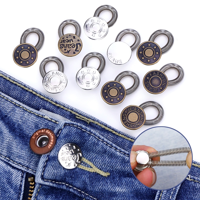 Jeans Adjustable Spring Expandable Waist Buttons Metal Buckles/Women ...