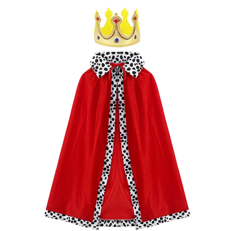 Kids King Emperor Costume Red Cloak Cape with Crown Scepter Outfit for ...
