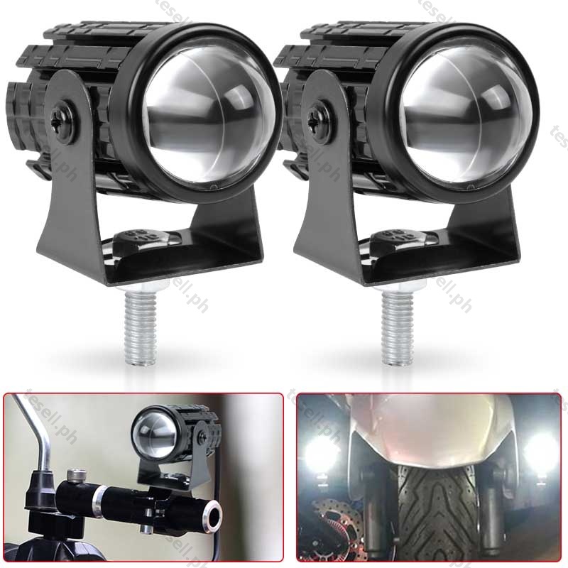 Motorcycle Mini LED Headlight Spotlights Auxiliary Lightings high low ...