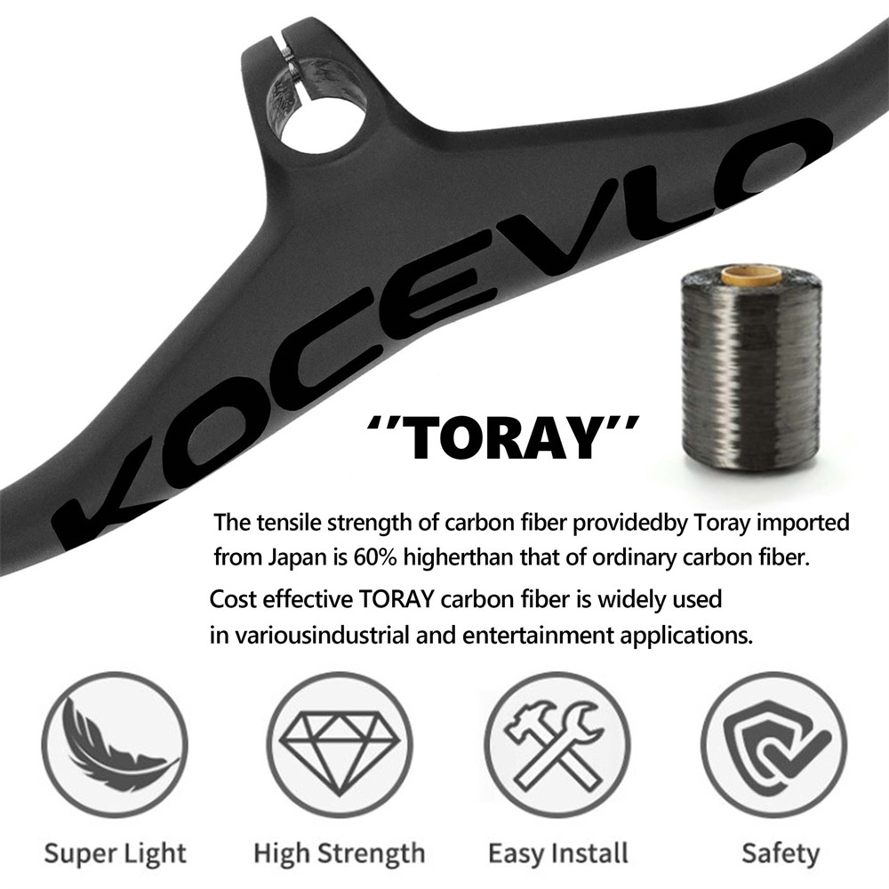 KOCEVLO Carbon Bicycle Handlebars Riser -17 Degree One-Shaped Bar Mtb ...