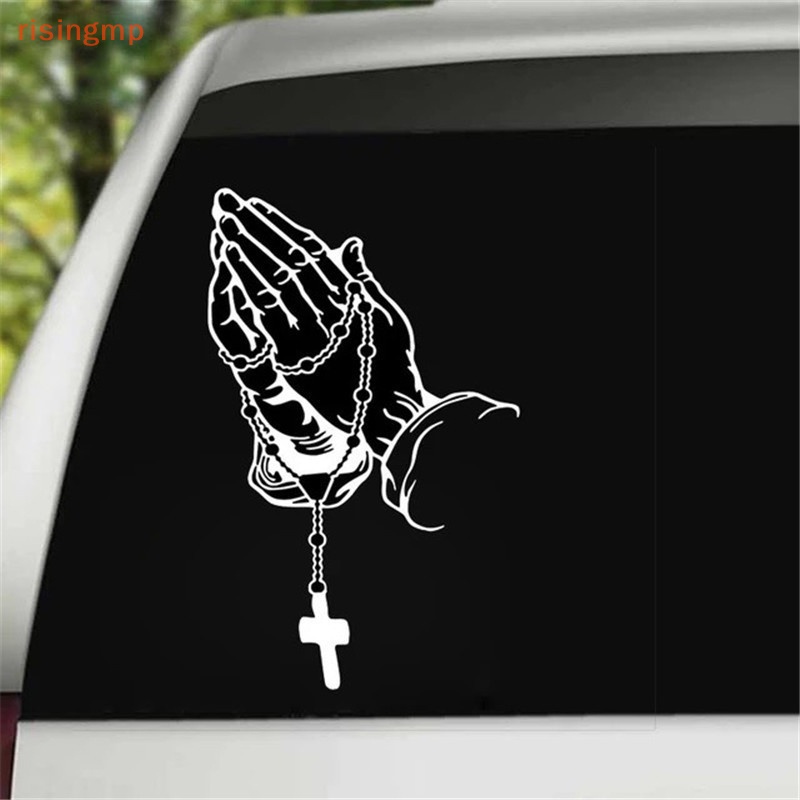 [risingmp] Car Praying Hands With Rosary Sticker Decals Religious ...