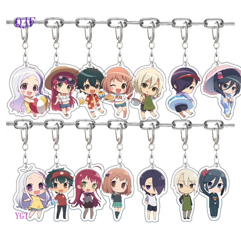 QJF Anime The Devil Is A Part Timer Keychain Maou Sadao Emilia Justina ...