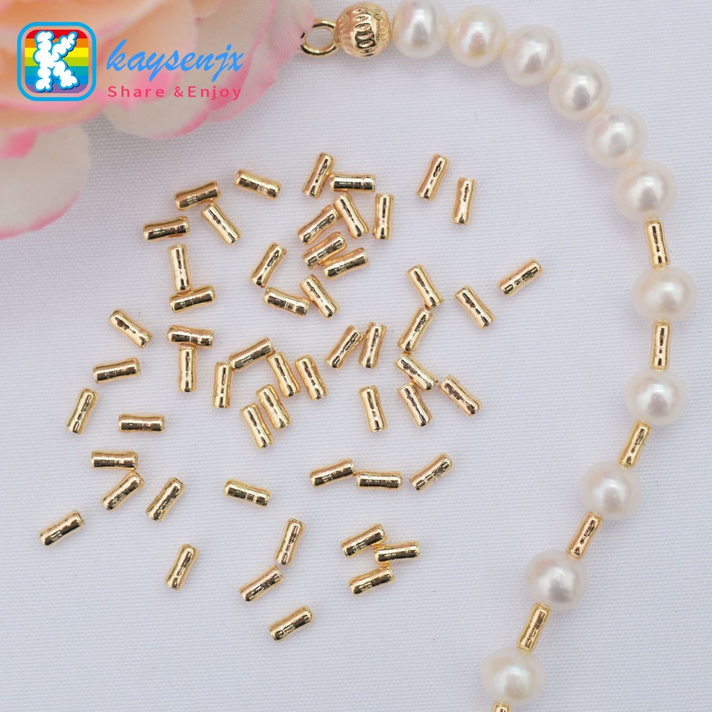 Kaysenjx 30pcs/set Long Tube Beads Cylindrical Tube Loose Spacer Beads ...