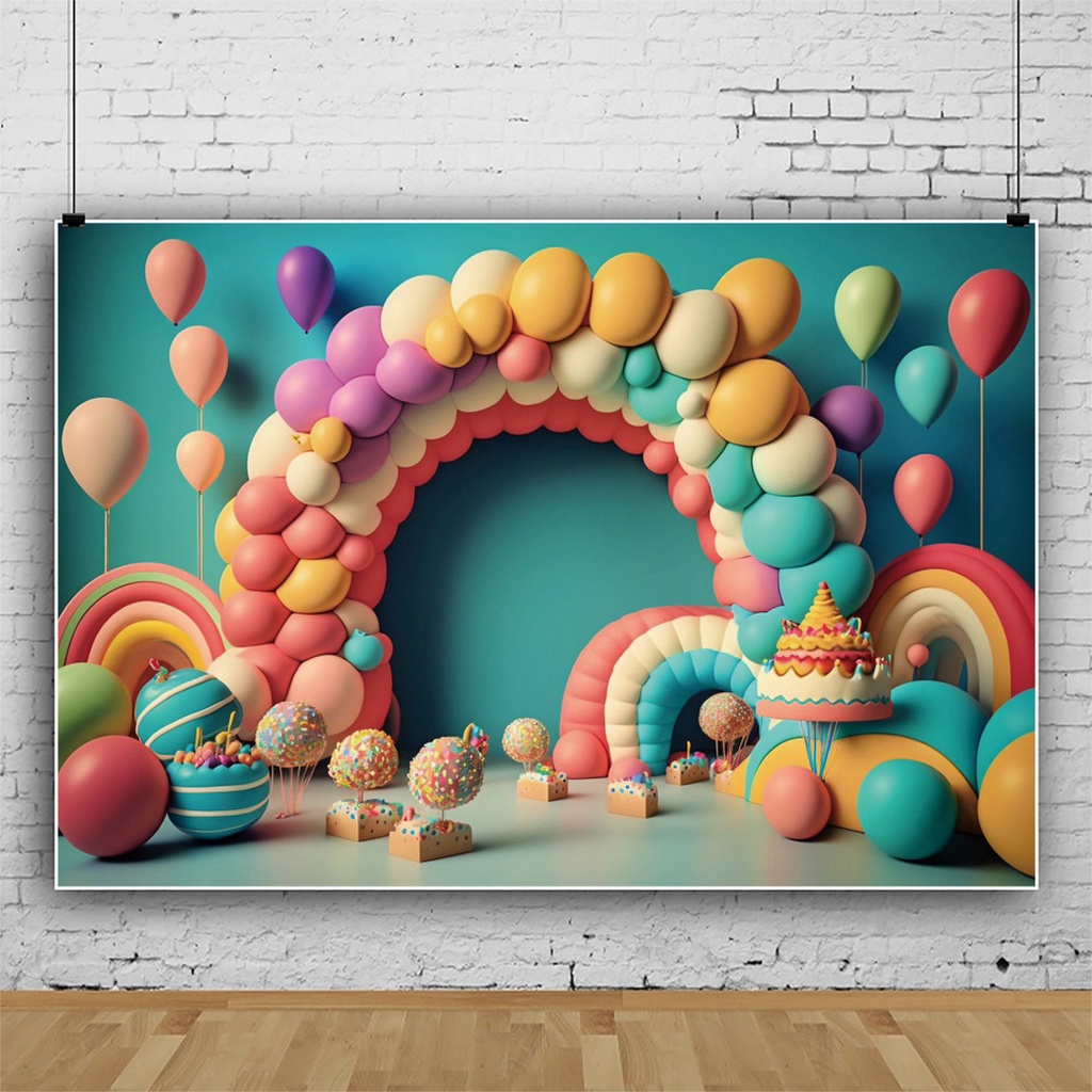 Baby Shower Kids Girl Children Birthday Party Backdrop Colorful Balloon ...