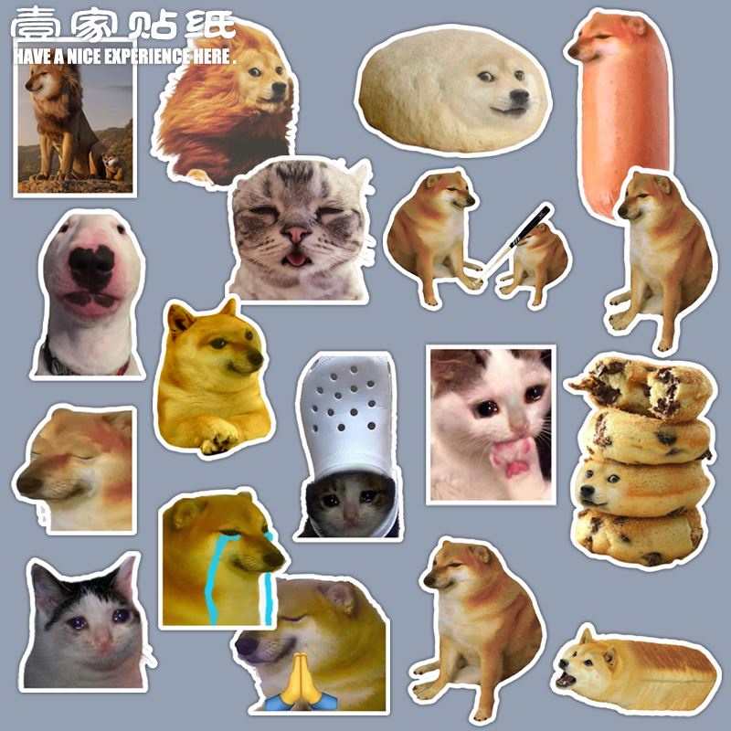 2023 cheems Tears Cat Emoticon Pack Sticker Laptop ipad Mobile Phone ...