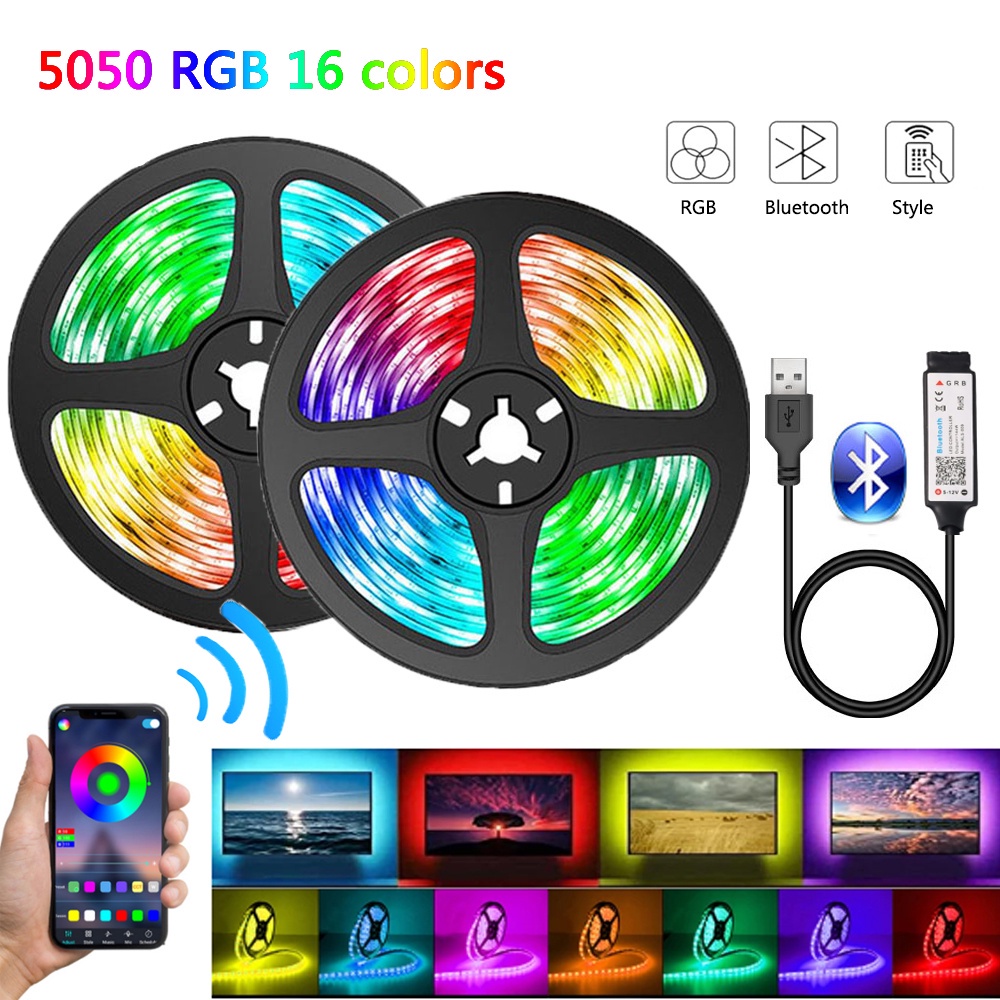 5M LED Strip Lights RGB USB Infrared Bluetooth Control Luminous ...